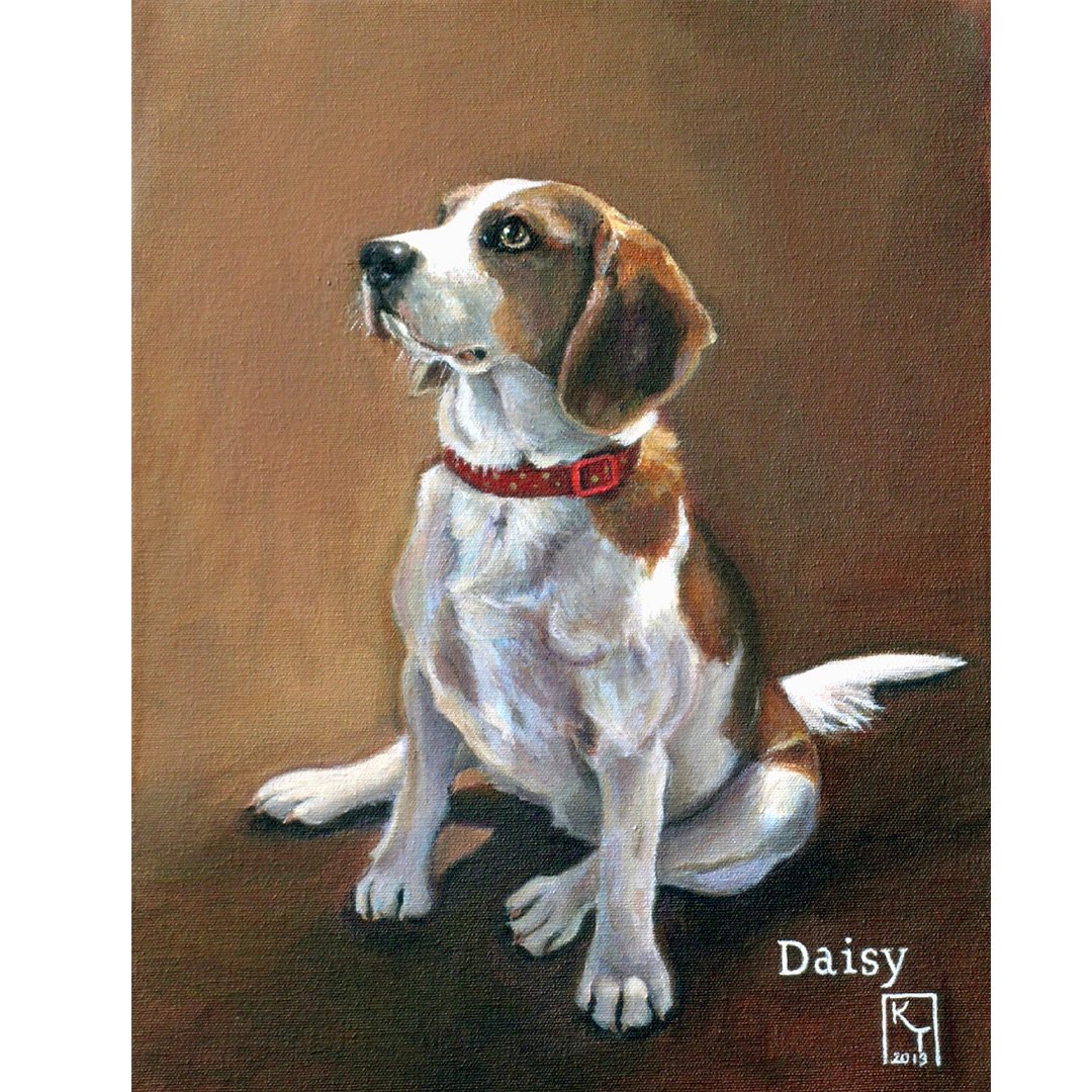 Beagle Portrait Painting, Acrylics on Canvas - KATHERINE TYRER ILLUSTRATOR